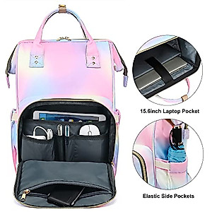 Yusudan Rainbow Laptop Backpack for Womens Girls, College Backpacks School Bag Bookbag 15.6 Inch Computer Backpack