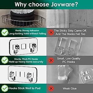 Jovware Shower Caddy Adhesive Strips, Shower Caddy Adhesive Replacement Stickers, Adhesive for Shower Shelves, Shower Shelf Adhesive Replacement for Soap Holder, Kitchen Rack, Bathroom, Wire 6 Pack