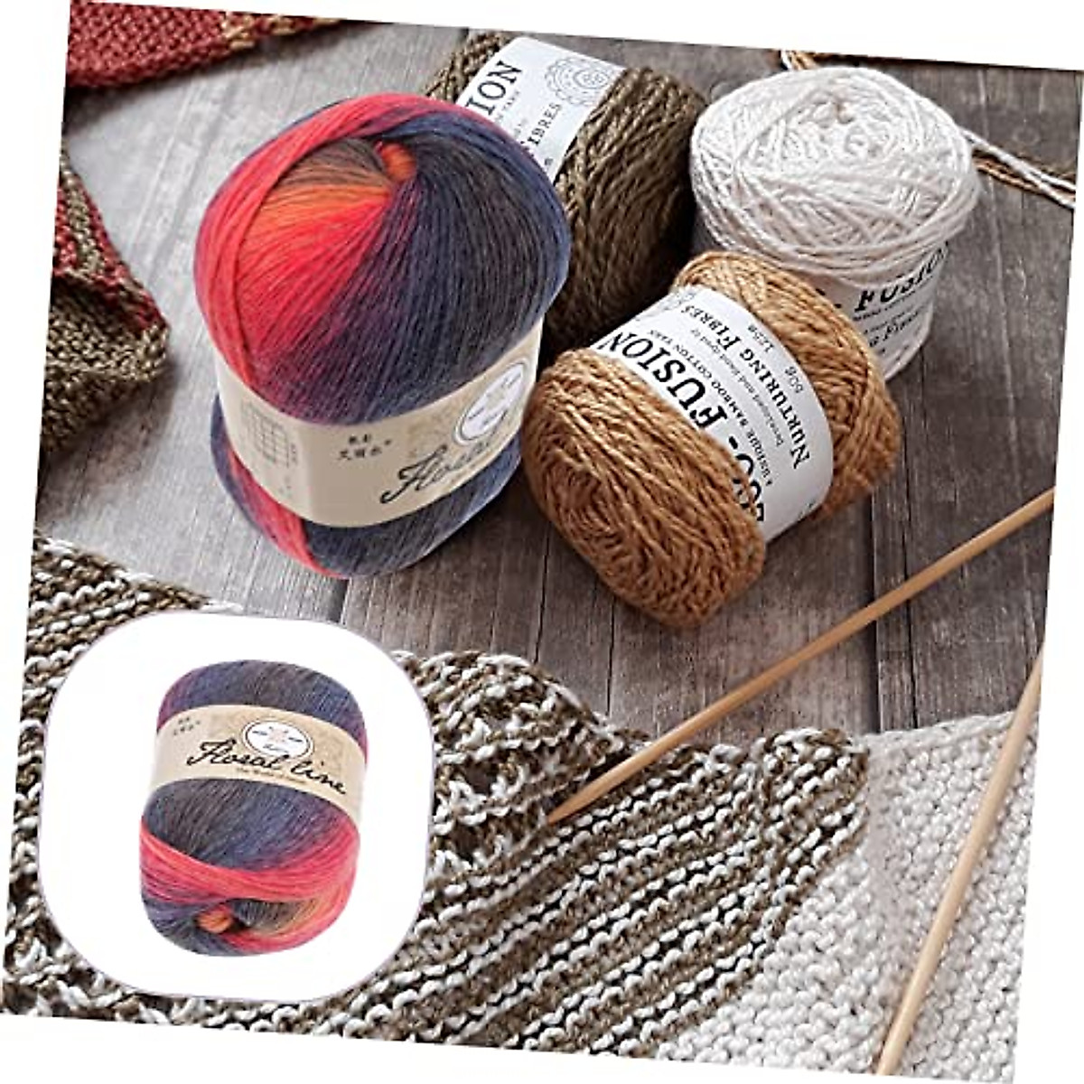 FAVOMOTO 1 roll Floss Crochet D Weaving Rainbow and Scarf Yarns Kit Bulk Balls Soft Threads Color Shawl Supplies for Hat Yarn Handmade Hand- Hand-Knitted Segment Knitwear DIY Cross