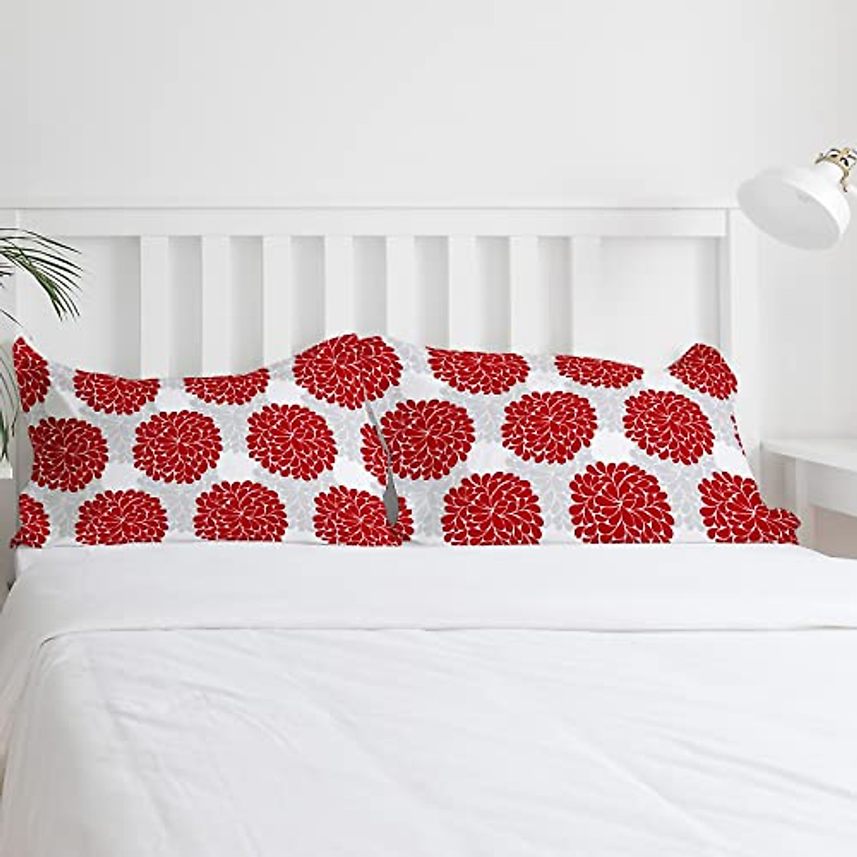 Red Dahlia Bed Bedding 4 Piece Comforter Set - Duvet Cover Set Queen Size Premium with Zipper Closure Ultra Soft, 4 Piece-1 Microfiber Duvet Cover Matching,2 Pillow Shams,1 Fitted Sheet