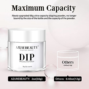AZUREBEAUTY Dip Powder Clear Color 2Oz/56g, Basic Transparent Acrylic Dipping Powder Crystal French Nail Art Starter Manicure Salon DIY at Home, Odor-Free, Long-Lasting, No Nail Lamp Needed