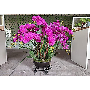 Outdoor rolling Planter Casters,Plant Caddy with Wheels Iron Large Potted Plant Stand Holder Move Around Indoor Outdoor Garden Patio Flower Pot Planter Adjustable Rolling with Locking 13" 2 pcs