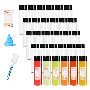 Naivees 30 Pcs 12 Oz Juice Bottles with Black Lids Empty Plastic Round Bottle Reusable Round Containers with Caps Suitable for Water Juice Tea Milk and Other Beverages