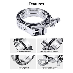 EVIL ENERGY 3.0 Inch V Band Clamp with Flange Male Female Quick Release Stainless Steel