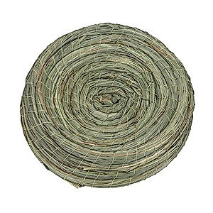 Handwoven Straw Hatching Breeding Cave Bird Nesting Box Flat Base Grass Nest for Parrot Macaw African Greys Budgies Hamster Gerbil Chinchillas Bed House (L)