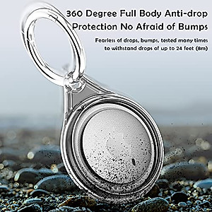 Waterproof Airtag Holder, Fhtase 4 Pack Apple Airtag Keychain, AirTag Case for Dog Collar, Luggage, Tracker Key Ring, 360 Full Body Coverage Protective Cover Clear