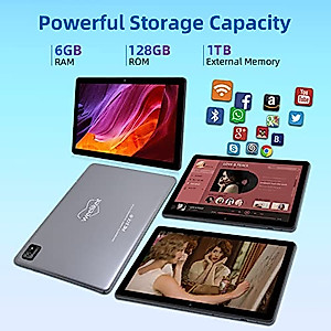 weelikeit Android 12 Tablets 10 inch, 6GB RAM 128GB ROM Tablet, 2.0GHz Octa-core Android Tablet with 5G WiFi,10.1 IPS Glass Touch Screen, 6000 mAh, Bluetooth 5.0, 8MP+13MP Cameras, GPS(Gray)