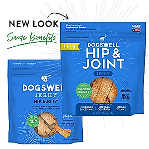 Dogswell Jerky Hip and Joint Dog Treats Grain Free Made in USA Only, Glucosamine and Chondroitin, 24 oz Chicken