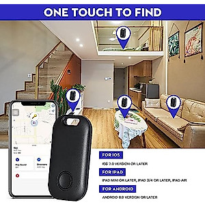 Key Finder Locator with Sound Bluetooth Tracker with Keys Chain and Key Locator for Keys Bags Wallets Pet and More Anti-Lost Device Compatible with Apple Find My Keys App (4 Pack, Black)