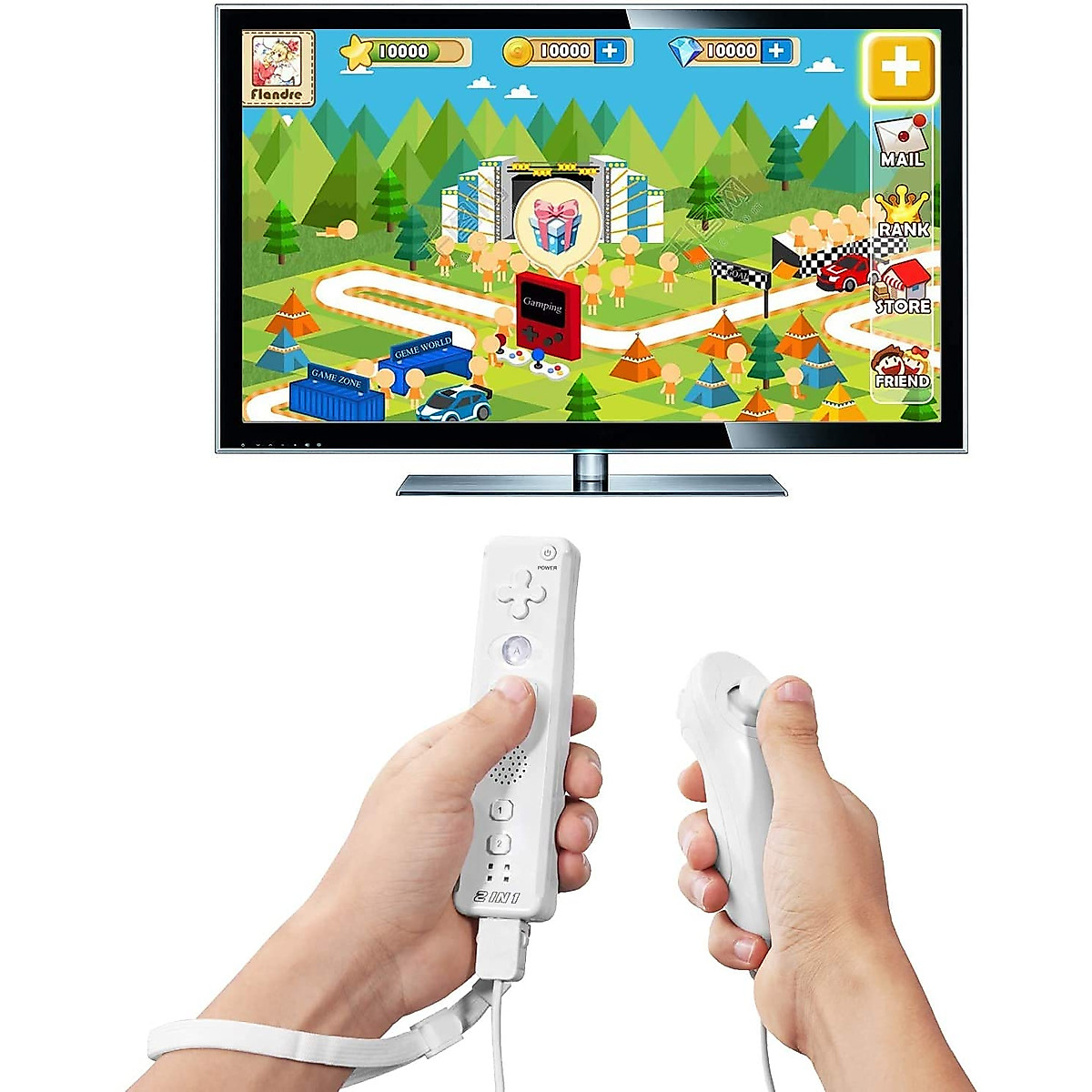 MODESLAB 4 Pack Wii Nunchuck Controller, Nunchuk Controllers Replacement Remote Joystick Gamepad Controller Compatible with Wii Wii U Console(White)