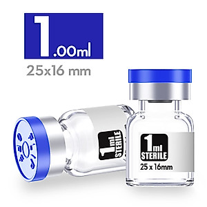Ks-Tek Sterile Empty Vials with Self Healing Injection Port and Aluminum Plastic Cap,Sterile Package (1ml Clear 10 Pcs)