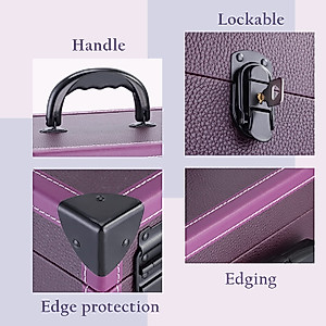 FRENESSA Rolling Nail Case Wheeled Manicure Storage Case Polish Organizer Professional Makeup Trolley for Studio or Travelling Nail Technician Artists Cosmetologist Stylist - Purple Vegan Leather