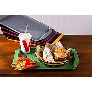 Eslite 6-Piece Plastic Fast Food Tray,16.9 by 11.8-Inches,Assorted Colors