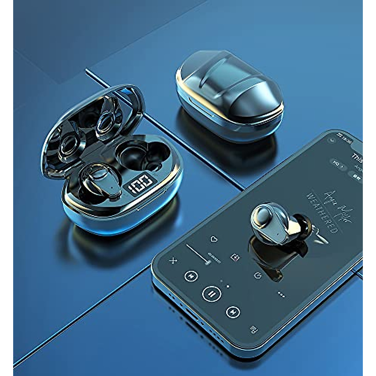 EBAKIN YH09 True Wireless Earbuds Bluetooth 5.1 Deep Bass Headphones with Charging Case Touch Control IPX7 Waterproof Sports Earphones in-Ear Built-in Mic Headset for iPhone and Android