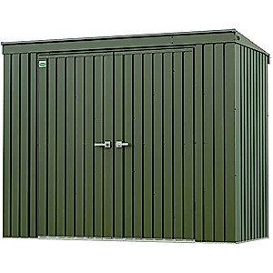 Scotts 8' x 4' Garden Storage Shed Outdoor Lockable Water-Resistant Steel Building with Tool Hanger and Pent Roof, Green