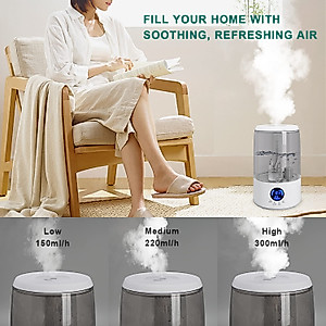 Ultrasonic Cool Mist Humidifier, 1.0 gal (3.5 L) Large-capacity Air Humidifier for bedroom, Lasts Up to 23 Hours with Whisper-Quiet Operation, Powerful Humidification, Timer Function, Easy to Clean