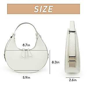 Women Mini White Purses Shoulder Crescent Bag Small Clutch Trendy Satchel Bags Hobo Handbag White