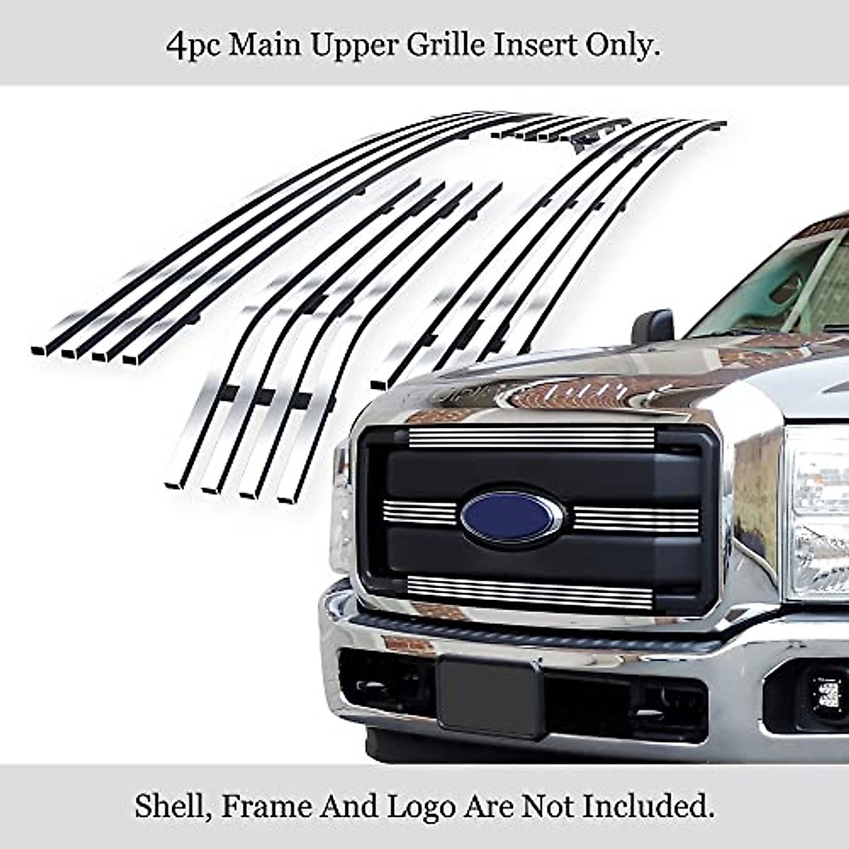 APS Compatible with Ford F-250 F-350 F-450 F-550 2011-2016 XLT Lariat King Ranch Main Upper Stainless Steel Chrome Billet Grille Grill Insert F66827A