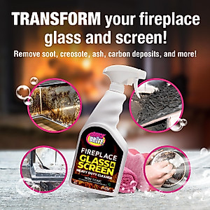 Quick N Brite Fireplace Glass Cleaner 24oz, with Sponge and Microfiber Towel
