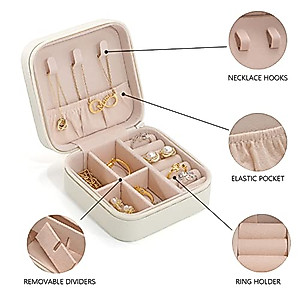 Bridesmaid Gifts Jewelry Box Personalized Small Jewelry Travel Case Custom PU Leather Portable Bridesmaid Proposal Boxes Mini Jewellery Organizer Storage Earrings Rings Necklaces for Women Girls-Pink