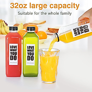 Fhxtcygj 10pcs 33oz Plastic Bottles with Caps, Juice Container with Lids, Empty Plastic Juice Bottles Reusable Clear Bulk Beverage Containers with Tamper Evident Cap for Milk, Smoothie, Drinks