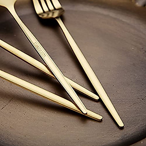 Matt Gold Dinner Forks 6 Piece, Stainless Steel 8.4'' Forks Silverware Set, Dessert Forks, Table Forks, Salad Forks for Home, Kitchen or Restaurant, Dishwasher Safe