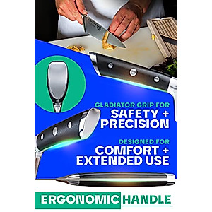 Dalstrong Gladiator Elite Series Forged High Carbon German Steel Chef Kitchen Knife with Black G10 Handle, 6 Inches, Sheath Included