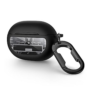 SURITCH Case for Beats Studio Buds 2021, Studio Buds+ Plus 2023 Protective Case Cover with Carabiner Keychain, Skin-Friendly TPU Shockproof Protector for Earbuds Charging Case Accessories, Black