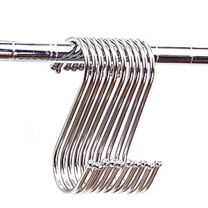 RuiLing 10 Pack Premium 4.5 inch Heavy Duty Stainless Steel S Hooks - S Shaped Hook - Hanger Hooks - Ideal for Hanging pots and Pans, Plants, Utensils, Towels etc. Set of 10