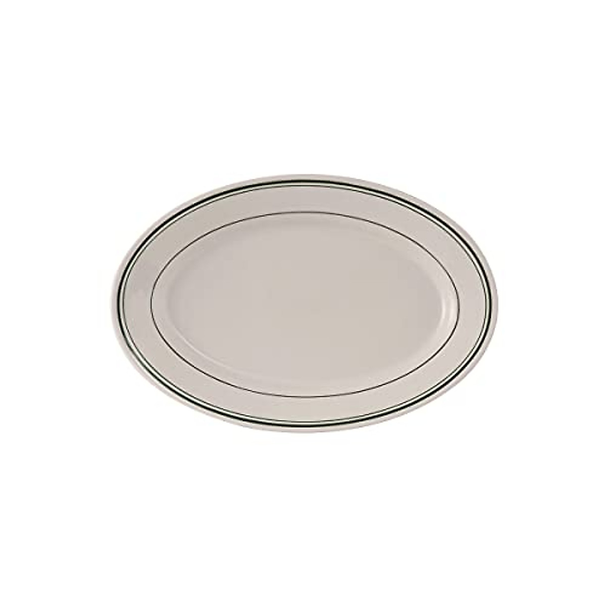 Tuxton China TGB-034 Platter, 9-3/8" x 6-1/2", Oval, Wide Rim, Rolled Edge, Microwave & Dishwasher Safe, Oven Proof, Fully vitrified, Lead-Free, Ceramic, Green Bay, Case of 24