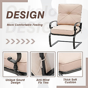 Oakmont 4 Pieces Metal Outdoor Furniture Patio Conversation Set, Glider Chairs Set with Round Side Table, Spring Lounge Chair Sets Metal Frame Wrought Iron Look (Brown)