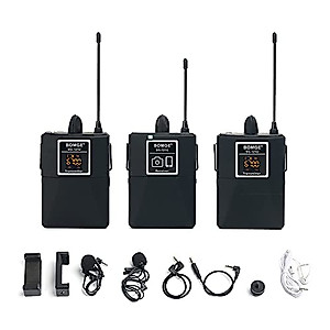 Wireless Lavalier Lapel Microphone System/Headset Mic/Interview Mic，for iPhone, Android Smartphones, PA Speaker, Teaching, DSLR Camera and Tablets (164 Ft Range)