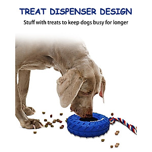 SCHITEC Dog Chew Toy with Rubber Tire & Tug of War Rope for Medium Large Dogs Aggressive Chewers, Interactive Fetch Play Treat Dispenser Pull Toys