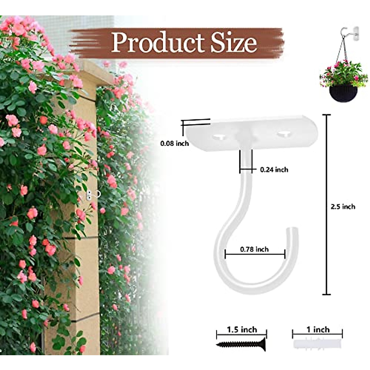 ASZUNE Ceiling Hooks for Hanging Plants - Metal Plant Bracket Iron Wall Mount Lanterns Hangers for Hanging Bird Feeders, Lanterns, Wind Chimes, Planters, Outdoor Decoration Hooks