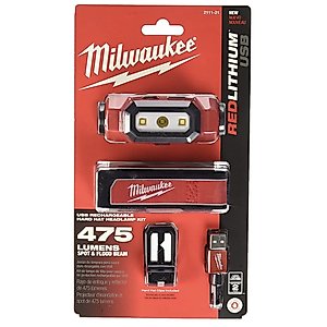 Milwaukee 2111-21 475-Lumen LED Rechargeable Hard Hat Headlamp