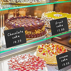 10 Pack Mini Chalkboard Signs, ALOTCHE Tabletop Chalkboard Labels L-Shaped Rustic Buffet Table Signs for Weddings, Birthday Parties, Message Board Signs, Bakery and Retail