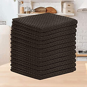 TALVANIA Dishcloths for Kitchen Cotton Terry Dish Cloths 12 Pack Soft and Absorbent Cleaning Dish Rag 12” X 12” Small Dish Towels (Brown)