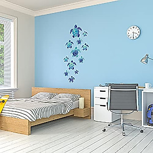 24 Pieces Sea Turtle Wall Decals Ocean Bathroom Decor Stickers Beach Sea Turtle Wall Stickers Waterproof Turtle Bubbles Ocean for Kids Home Bathroom Living Room Toilet Nursery Pool Party Decoration