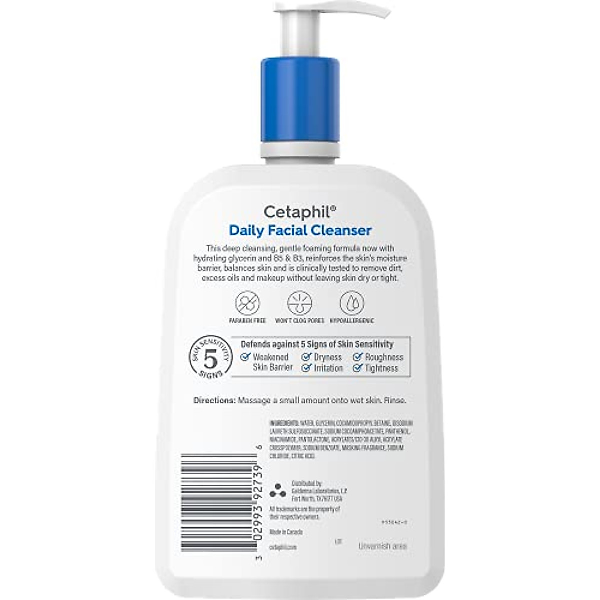 Cetaphil Face Wash, Daily Facial Cleanser for Sensitive, Combination to Oily Skin, NEW 20 oz, Gentle Foaming, Soap Free, Hypoallergenic