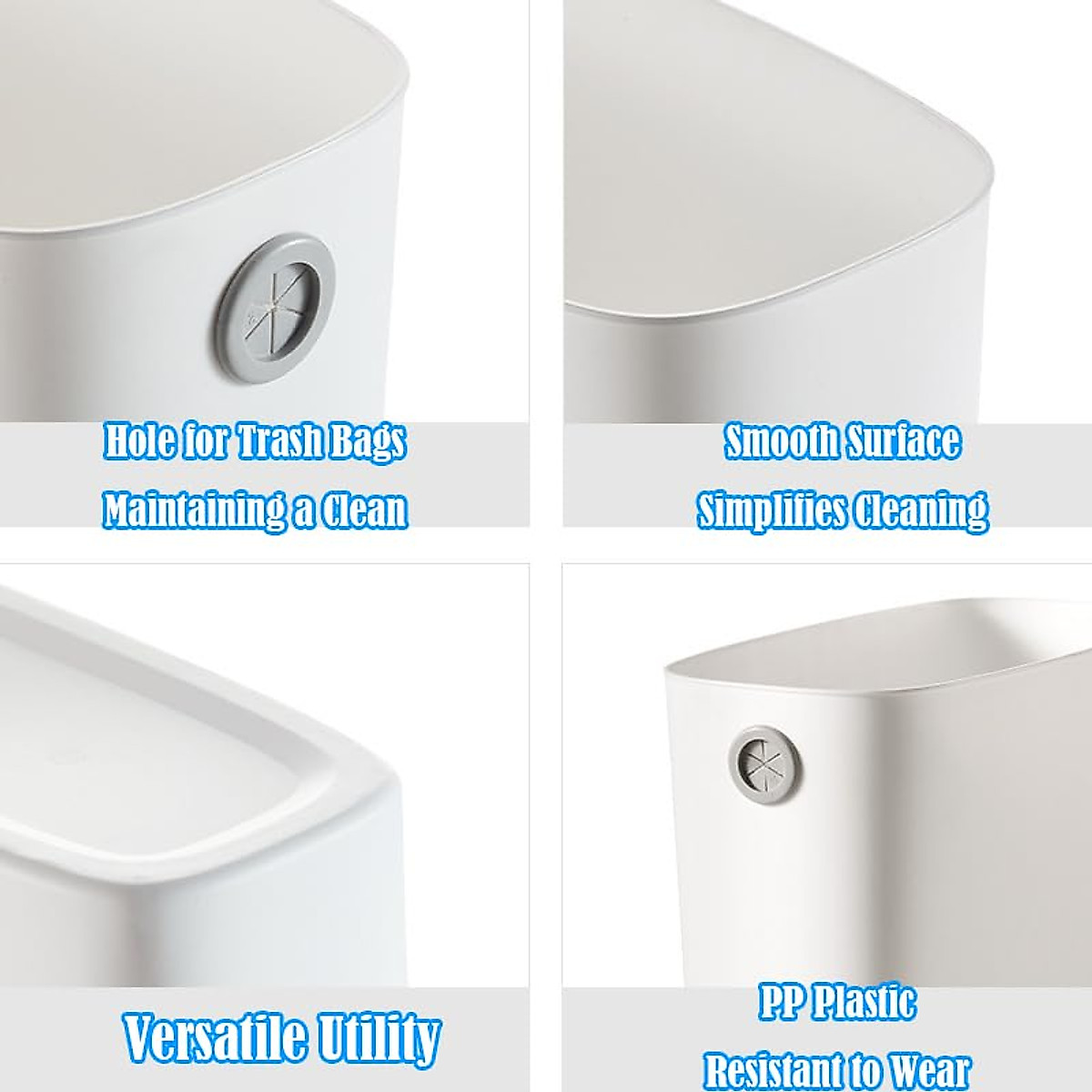 Bathroom Trash Can,Wastebasket,Slim Shape Plastic Rectangular Garbage Can with Trash Liner Holder for Bedroom,Kitchen,Living Room,Small Indoor Waste Basket, 1.8 Gallon(Green)