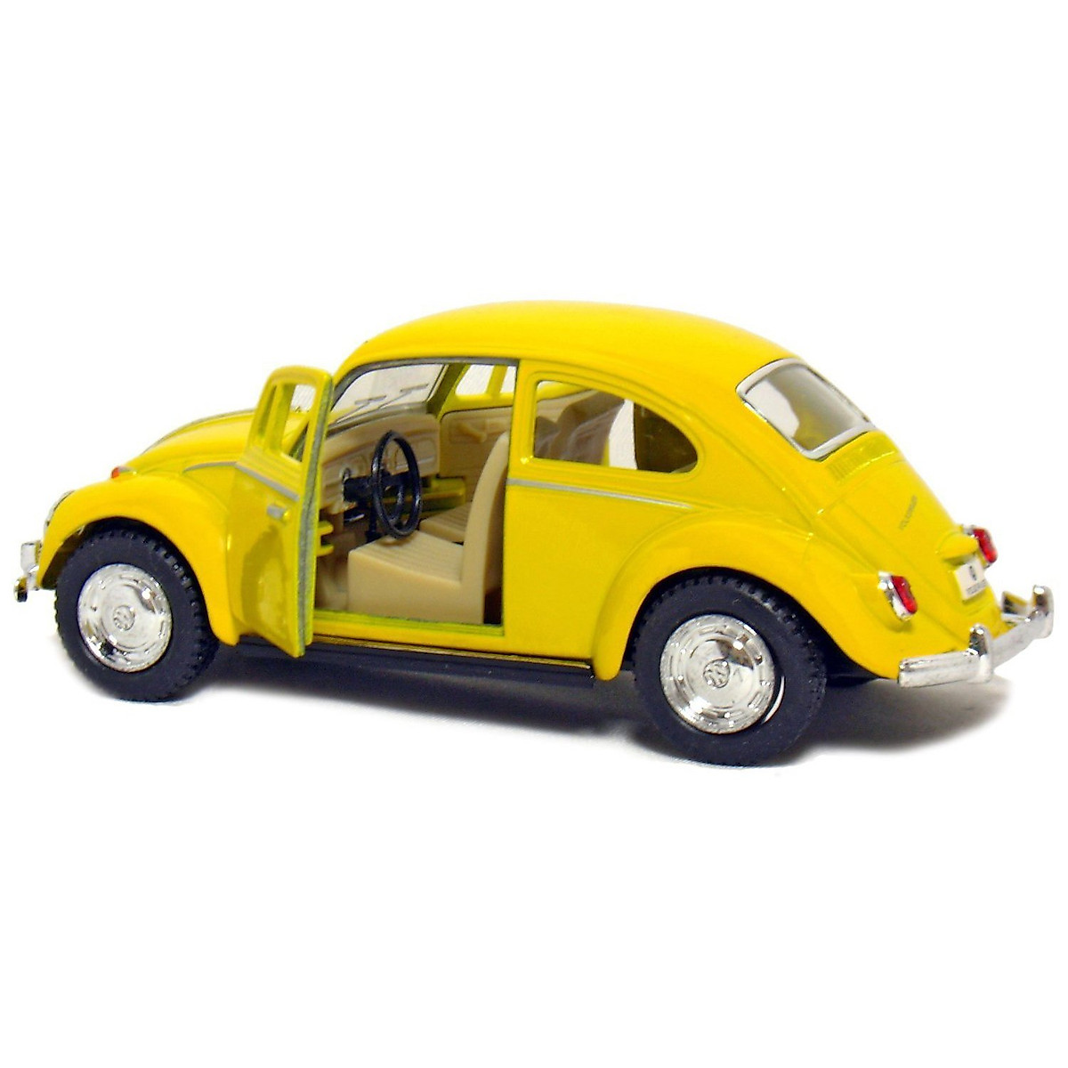 Kinsmart Yellow 1967 Classic Die Cast Volkwagen Beetle Toy with Pull Back Action, unisex