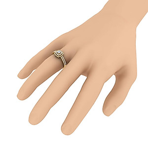 1/2 Carat Double Halo Diamond Ring in 10K Yellow Gold (Ring Size 4.5)