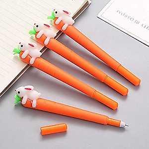 BinaryABC Carrot Bunny Rabbit Gel ink Pen,Easter Gift Easter Party Decoration,5Pcs