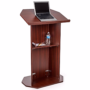 Displays2go Affordable Wooden Podium – Mahogany (OLILCTOPBSM)