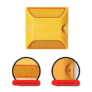 IoF 3-Pack Reflective Lane Markers Lane Reflector Reflective Road Pavement Markers (4 x 4 Inch) Asphalt Markers Suitable for Speed Bumps,Sidewalks,Crosswalks,Highways and Driveways with Anchor Bolts