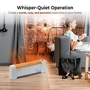 Comfort Zone Electric Baseboard Space Heater with Adjustable Thermostat, Dent-Proof End Panels, Overheat Protection, Tip-Over Switch, & Stay-Cool Body, Ideal for Home, Bedroom, & Office, 1,500W, CZ600