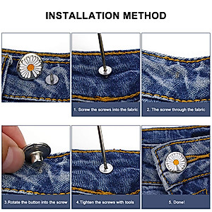 15 Sets Replacement Jeans Buttons, 17mm No-Sew Nailess Removable Metal Jeans Button Replacement Repair Combo Thread Rivets and Screwdrivers