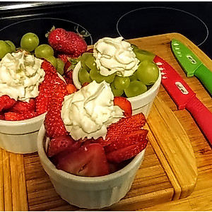 Serrated Pink Ceramic Knife Set with 5" Serrated Knife, Kitchen Knife Set - Includes 3”, 4”, 5”, 6” Ceramic Knives, Matching Sheaths and a Matching Vegetable Peeler in a black Gift Box