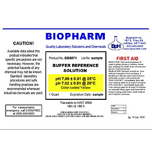 pH Buffer Calibration Solution 2-Pack: pH 4.00 and pH 7.00 — 1 Quart (950 mL) Each — NIST Traceable Reference Standards for All pH Meters — Color Coded