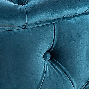 Christopher Knight Home Zelfa Velvet Ottoman, Dark Teal